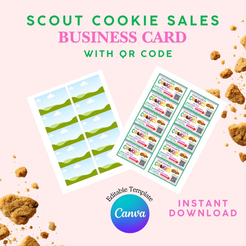 Editable Scout Cookie Business Card Template With QR Code - Etsy