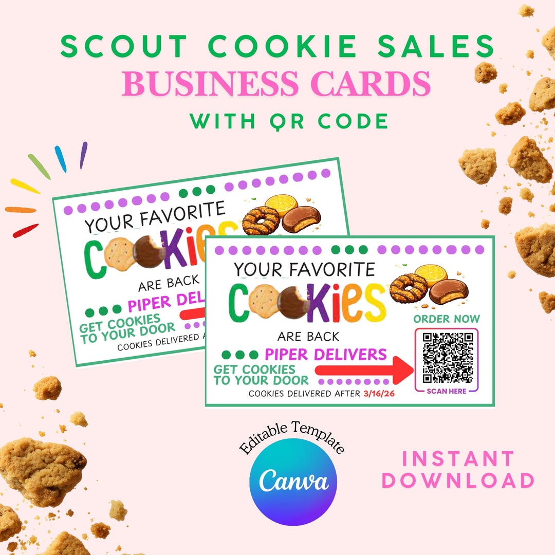 Editable Scout Cookie Business Card Template With QR Code - Etsy