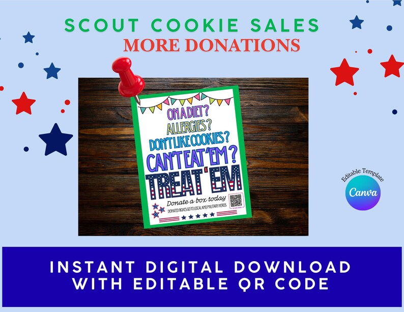 Girl Scout Cookie Sales Donation Flyer Cookies for Heros Banner 3 Sizes ...