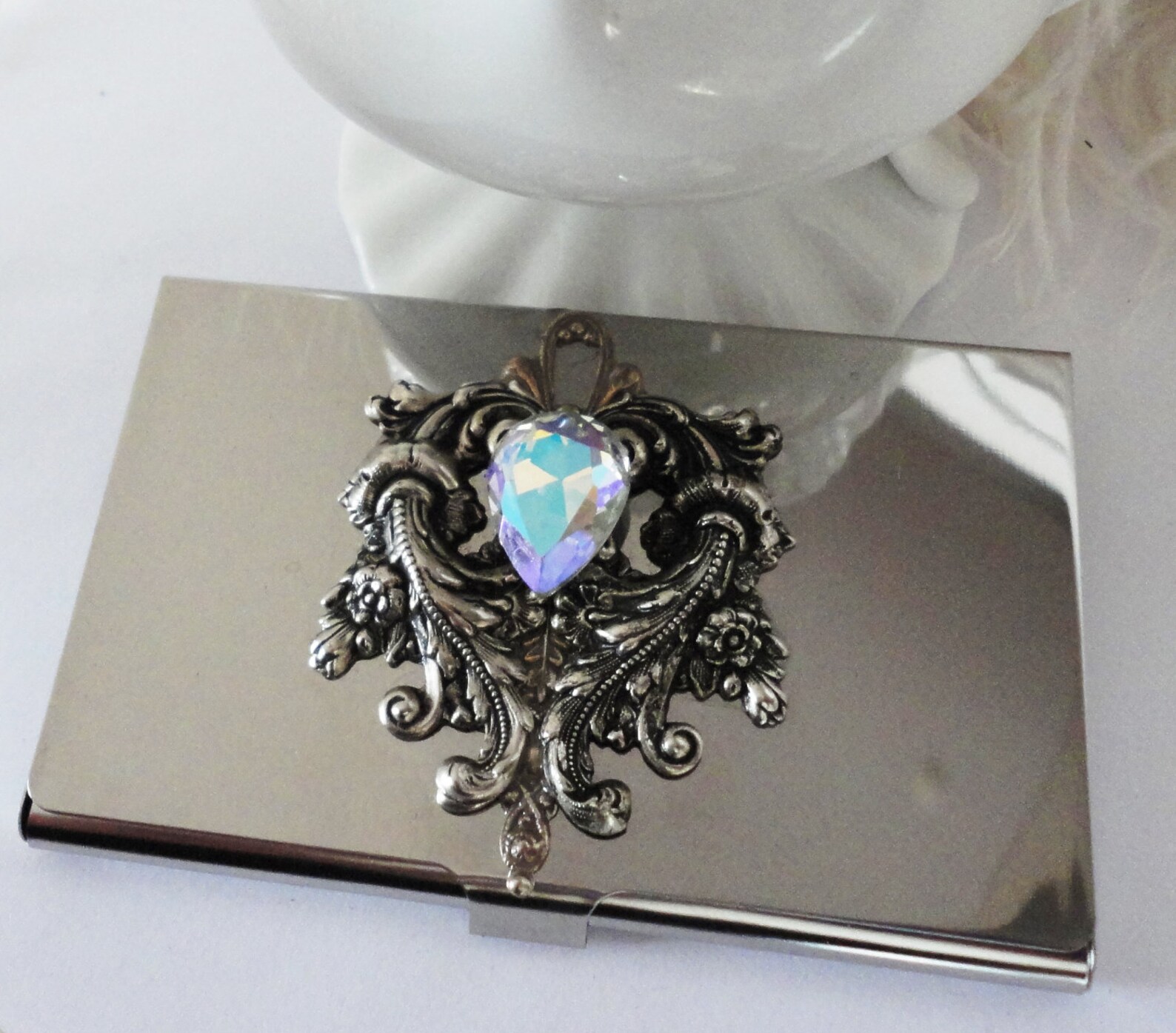 Business Card Case Baroque Heart Stainless Steel Case Credit Card ...