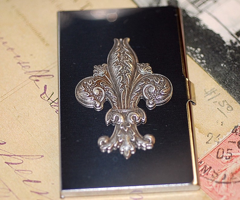 Business Card Case Jewelled Ornate Credit Card Holder Silver Stainless ...