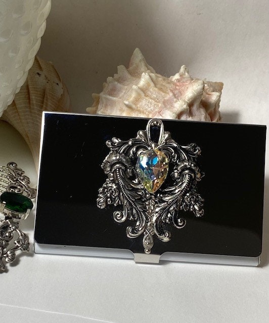 Business Card Case Baroque Heart Stainless Steel Case Credit Card ...