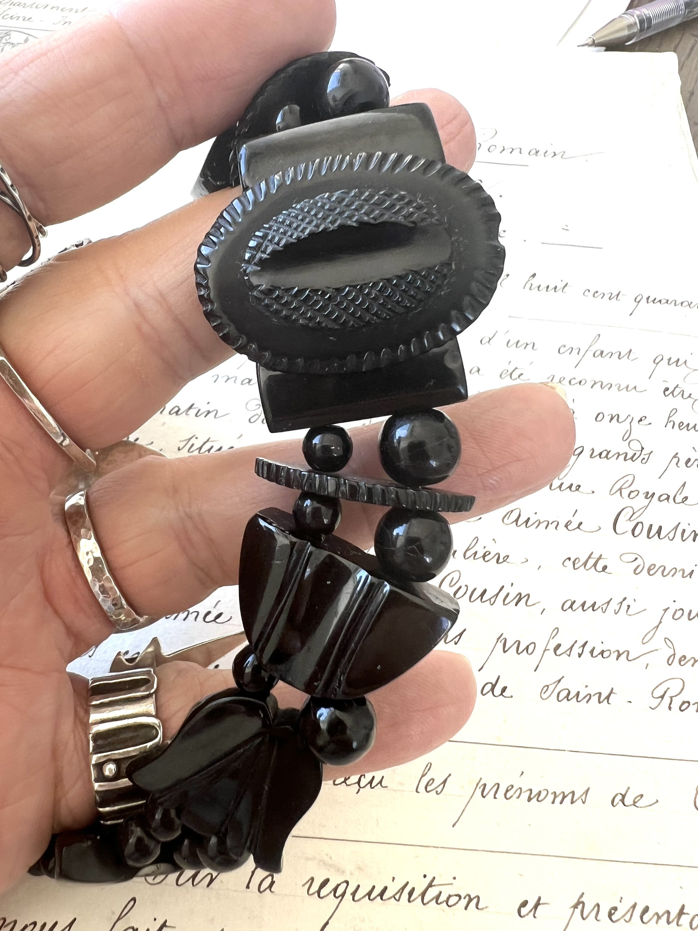 Rare Victorian Whitby Jet Collar Necklace Carved Tulips Choker Mourning ...