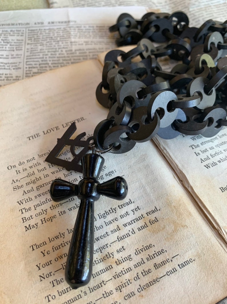 Victorian Mourning Very Long Cross Necklace With Masonic Charm - Etsy