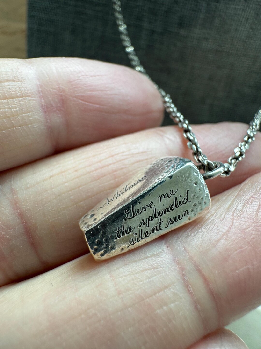 Jeanine Payer Sterling Silver Walt Whitman Engraved Pendant - Quote ...