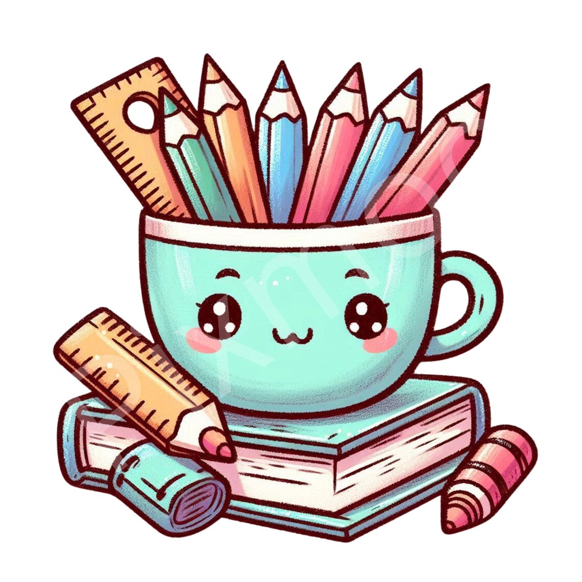 12 Cute Kawaii School Supplies Clipart Bundle - Digital Download for ...