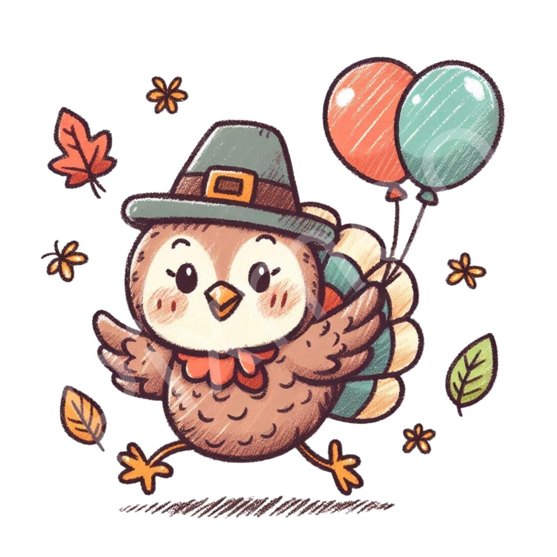 Cute Thanksgiving Turkey Clipart Bundle | Chibi Pilgrim Turkey Pngs for ...