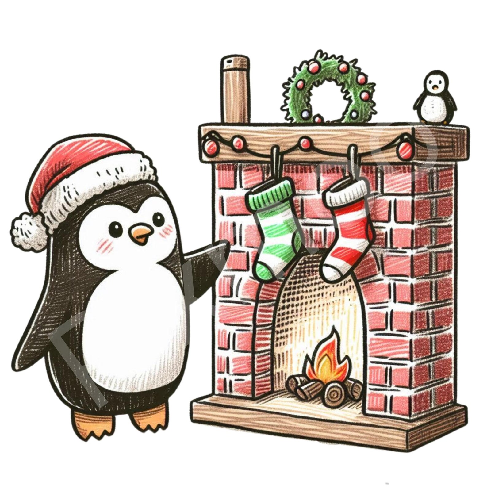 Christmas Clipart Bundle: Santa, Reindeer, Penguin PNG (digital ...