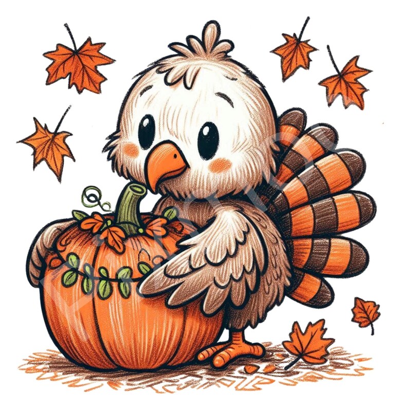 Cute Thanksgiving Turkey Clipart Bundle | Chibi Pilgrim Turkey Pngs for ...