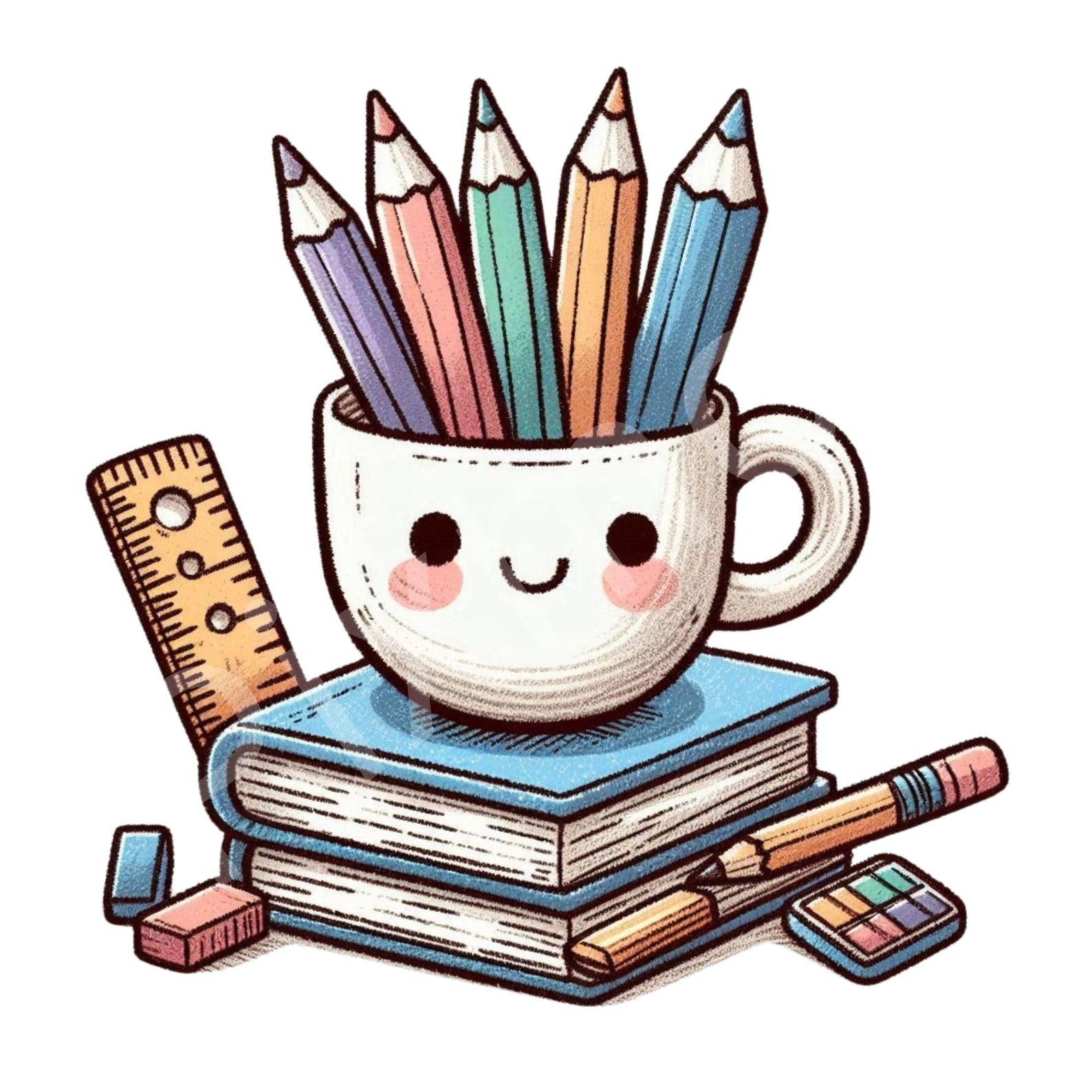 12 Cute Kawaii School Supplies Clipart Bundle - Digital Download for ...