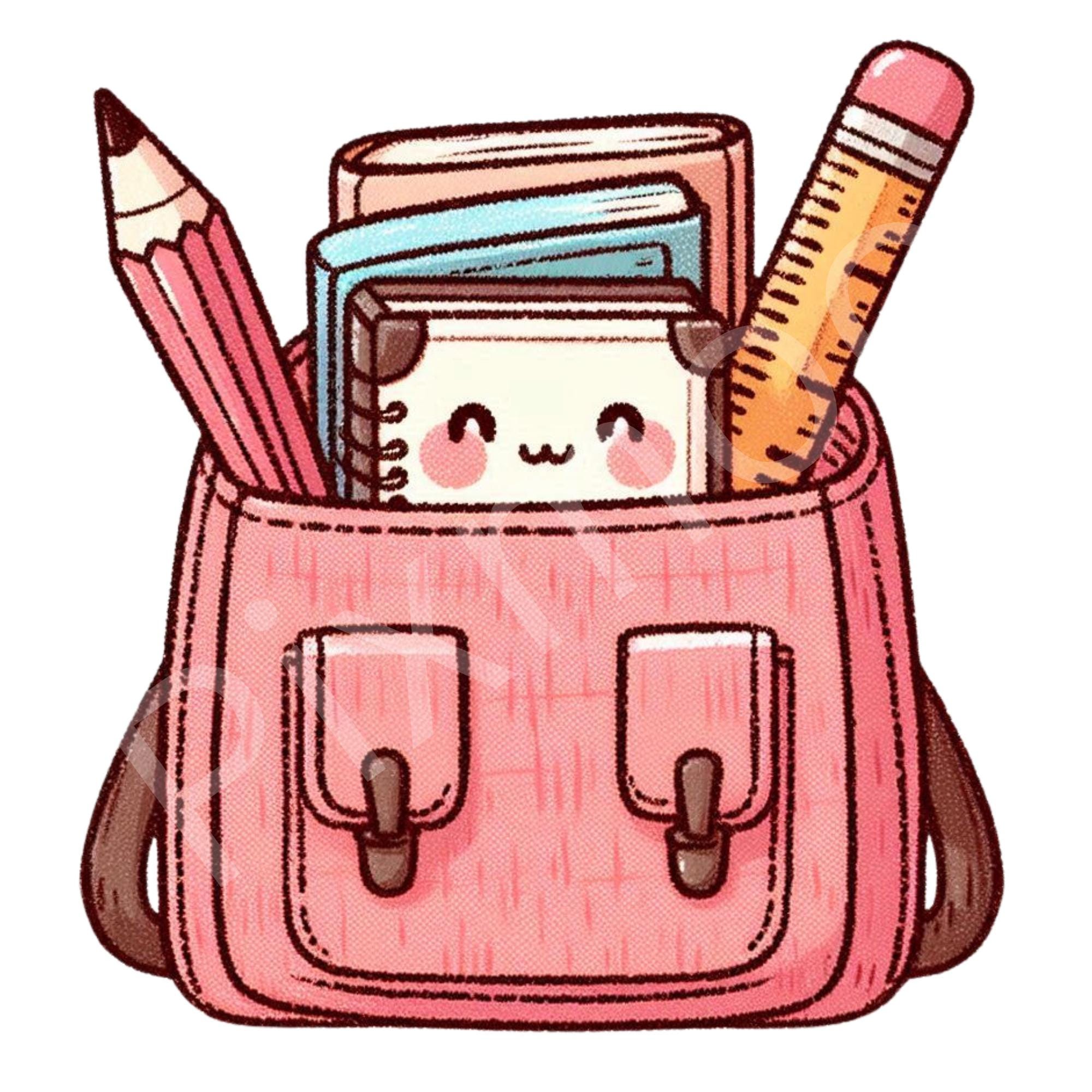 12 Cute Kawaii School Supplies Clipart Bundle - Digital Download for ...