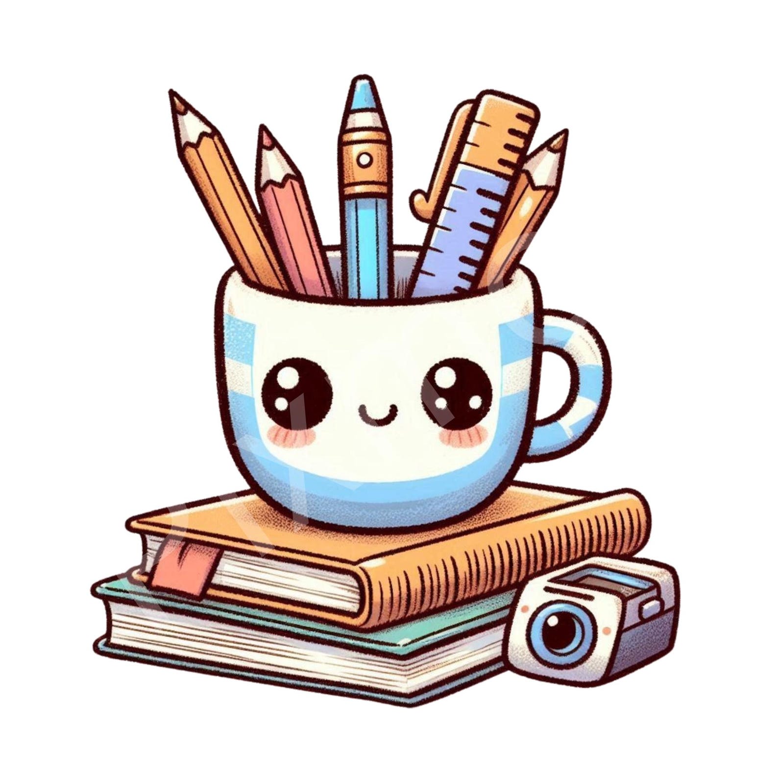 12 Cute Kawaii School Supplies Clipart Bundle - Digital Download for ...