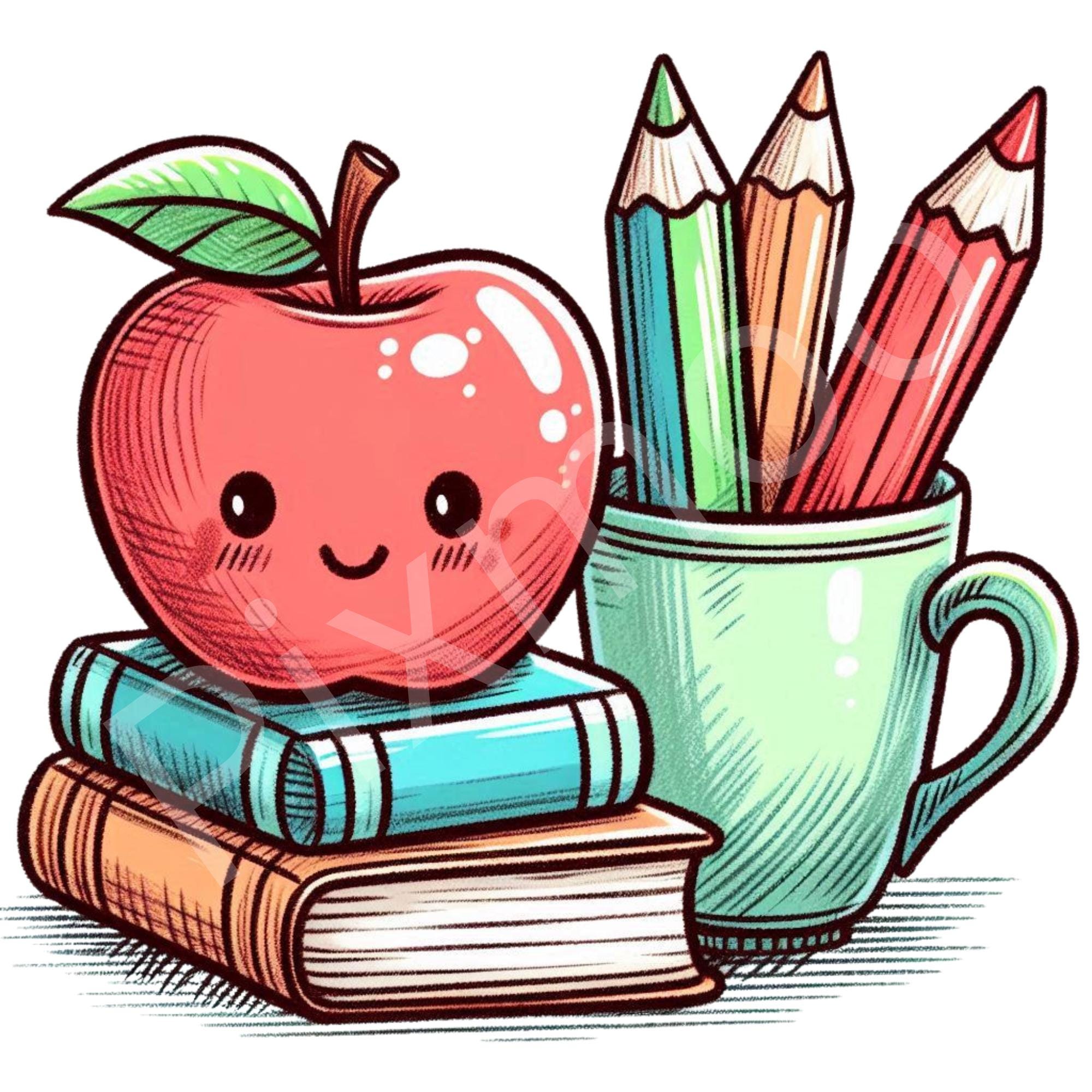 12 Cute Kawaii School Supplies Clipart Bundle - Digital Download for ...