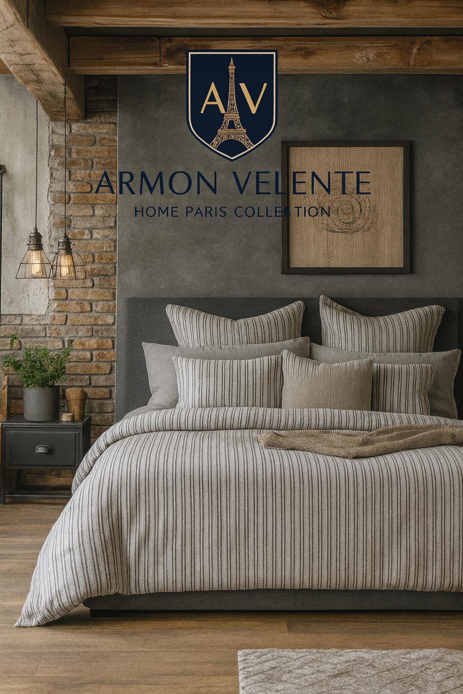Gray Striped Linen Duvet Cover Set – Reversible Cotton Bedding, Made in ...