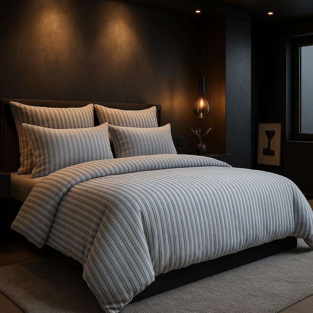 Gray Striped Linen Duvet Cover Set – Reversible Cotton Bedding, Made in ...