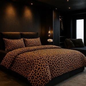 Reversible Leopard Print Duvet Cover Set: Turkish Cotton, Queen Size - Etsy