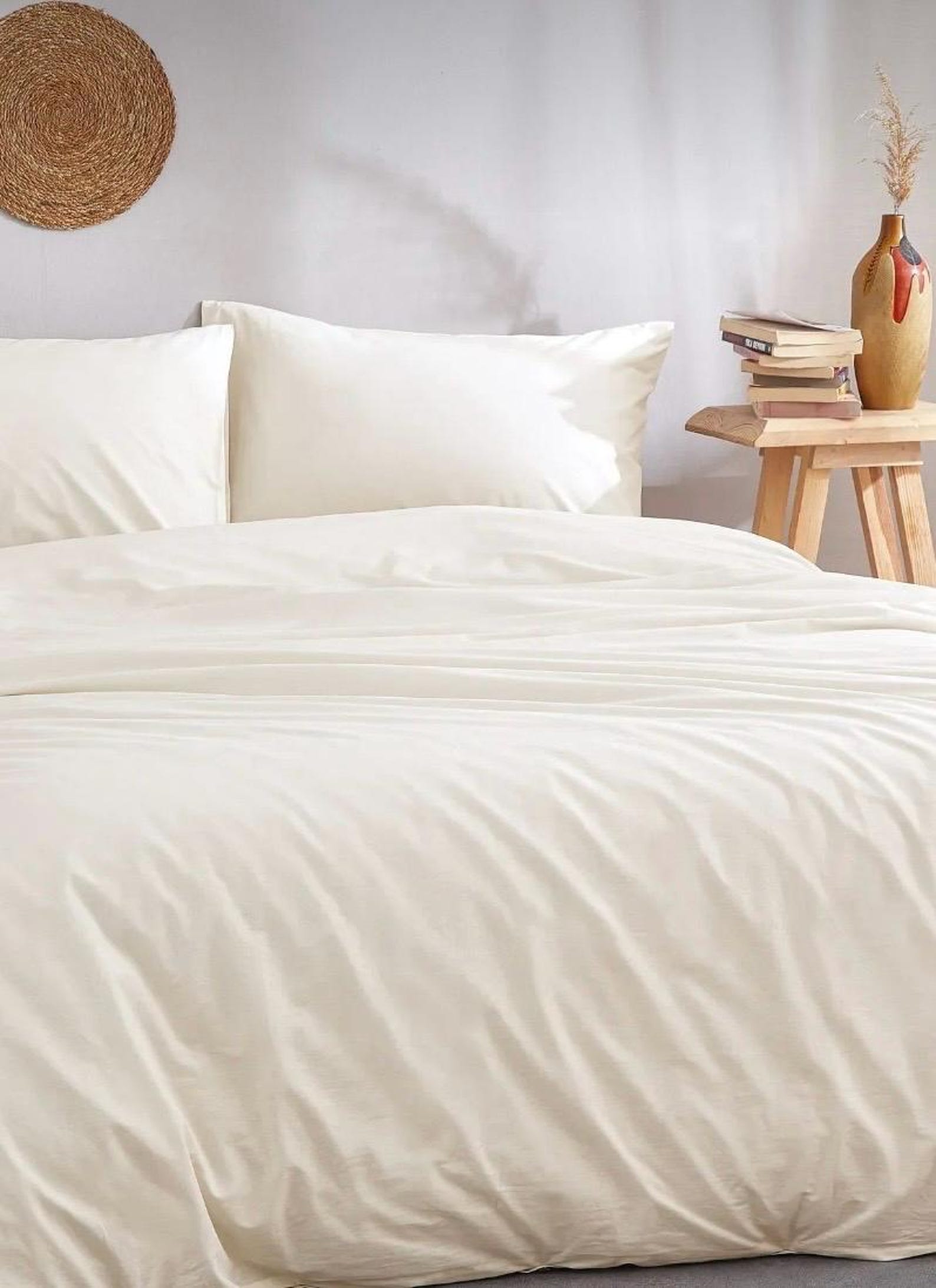 Beige Cotton Duvet Cover Set: 4-piece Bedding - Armon Velente Paris - Etsy