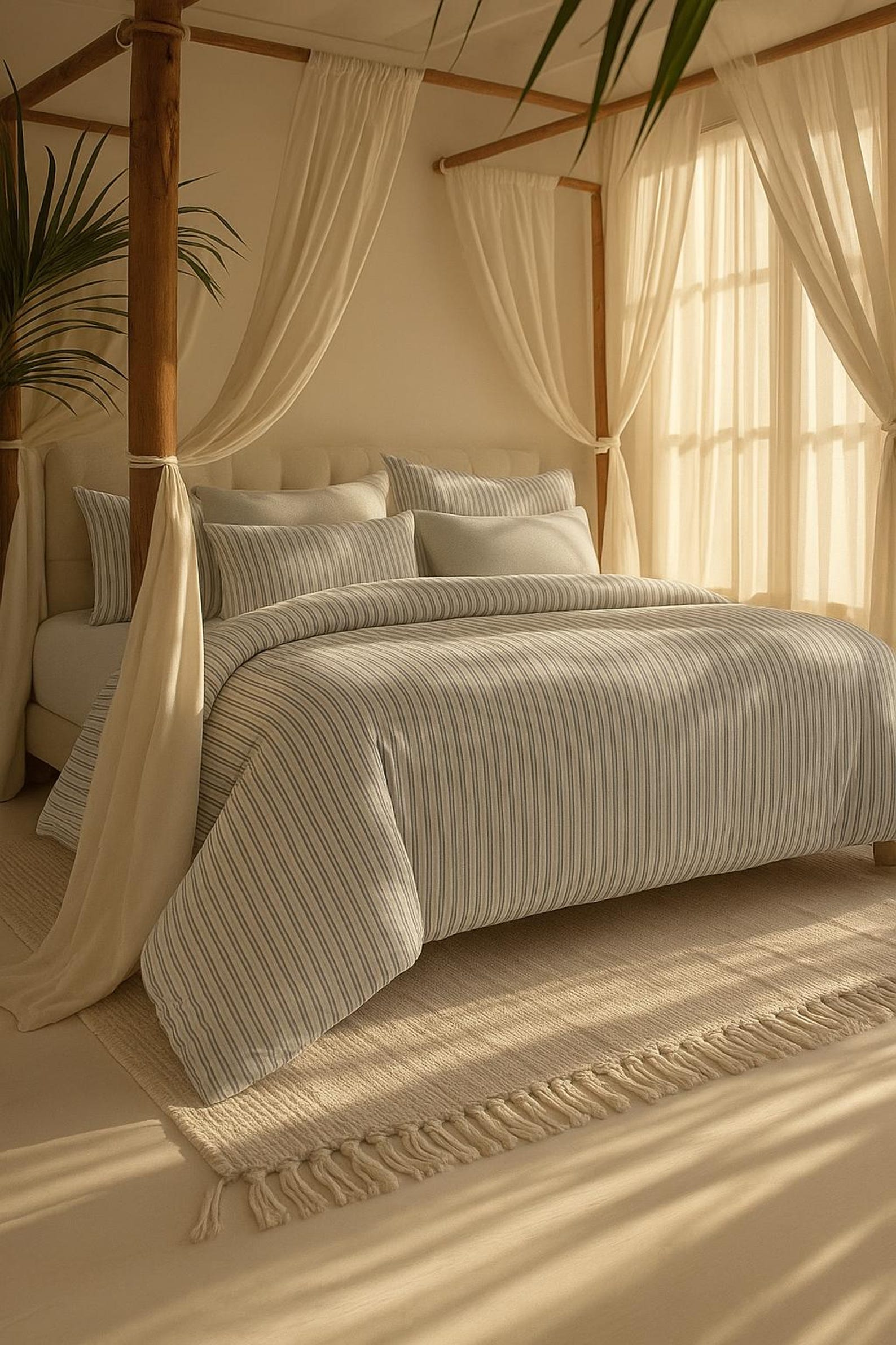 Gray Striped Linen Duvet Cover Set – Reversible Cotton Bedding, Made in ...
