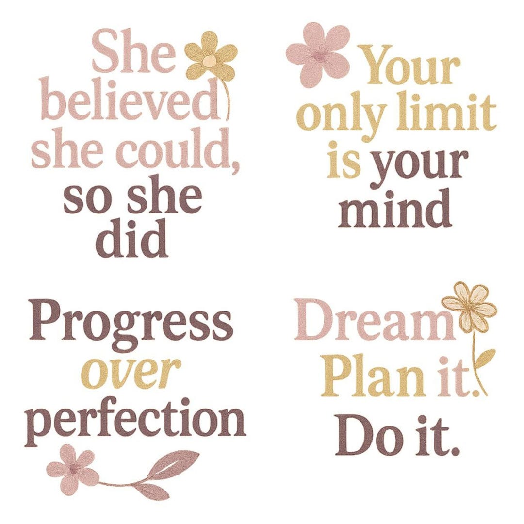 Motivational Quotes Bundle | Feminine Inspirational Wall Art PNG & PDF ...