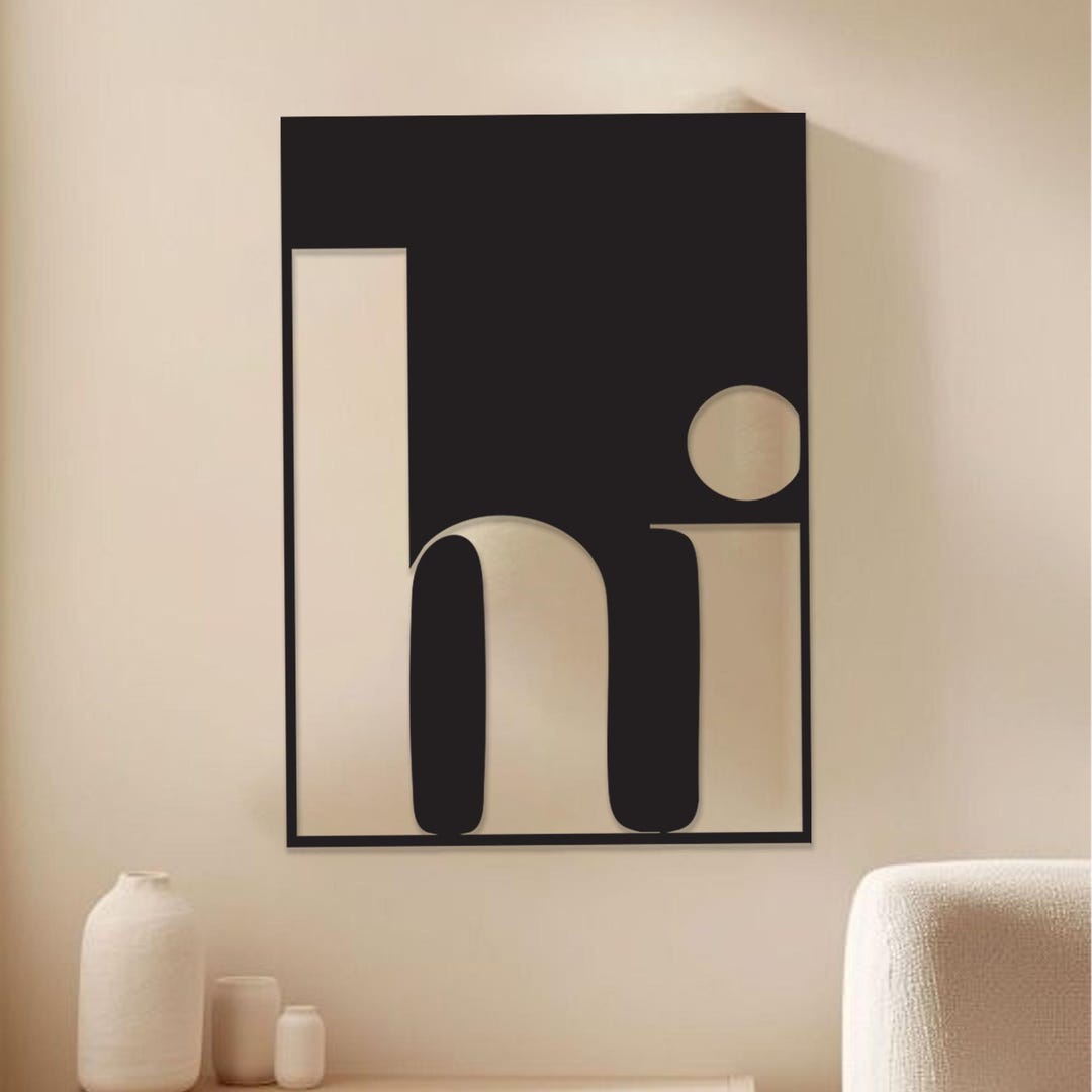 Arte de pared metálico moderno "Hola": Letrero minimalista de ...