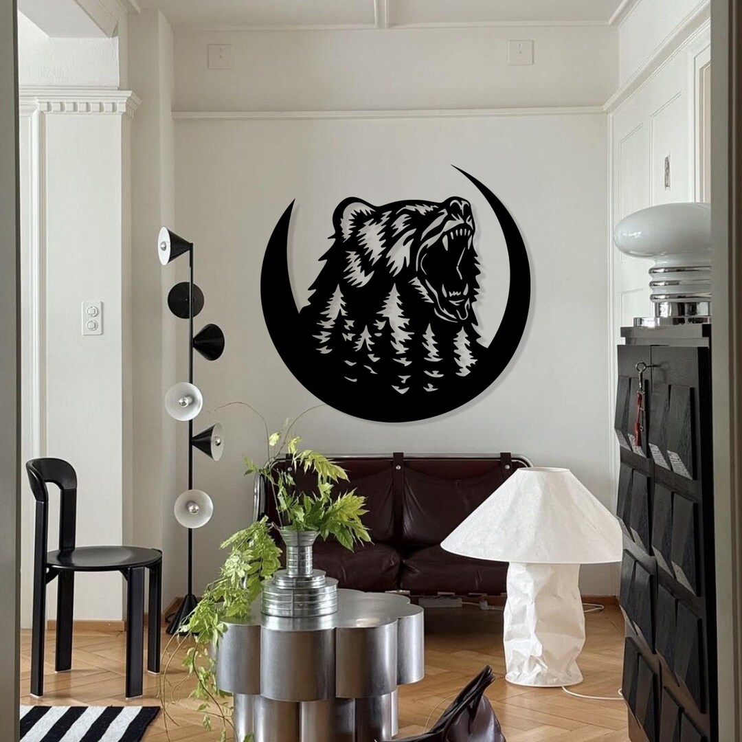 Roaring Bear Metal Wall Art – Modern Wildlife Decor for Contemporary ...