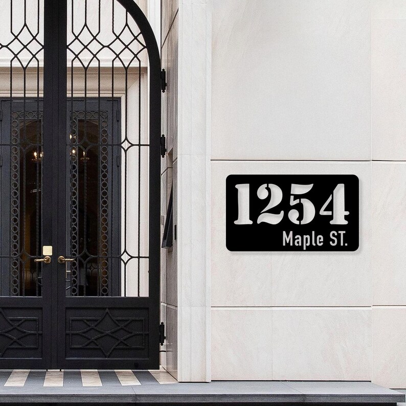 Metal Address Sign – House Number Plaque – Outdoor Wall Decor – Custom ...