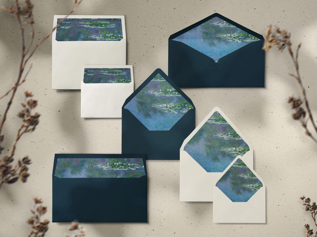 Envelope Liners, Claude Monet, Water Lilies, Canva Template, Multiple ...