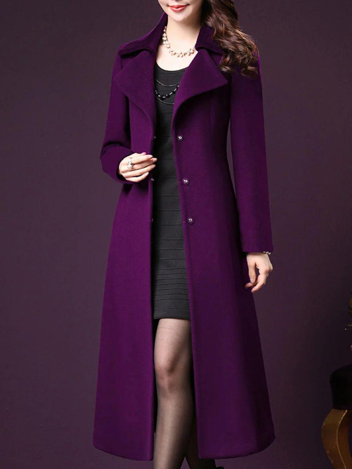 Handmade Dark Purple Trench Coat: Women's Long Winter Overcoat - Etsy