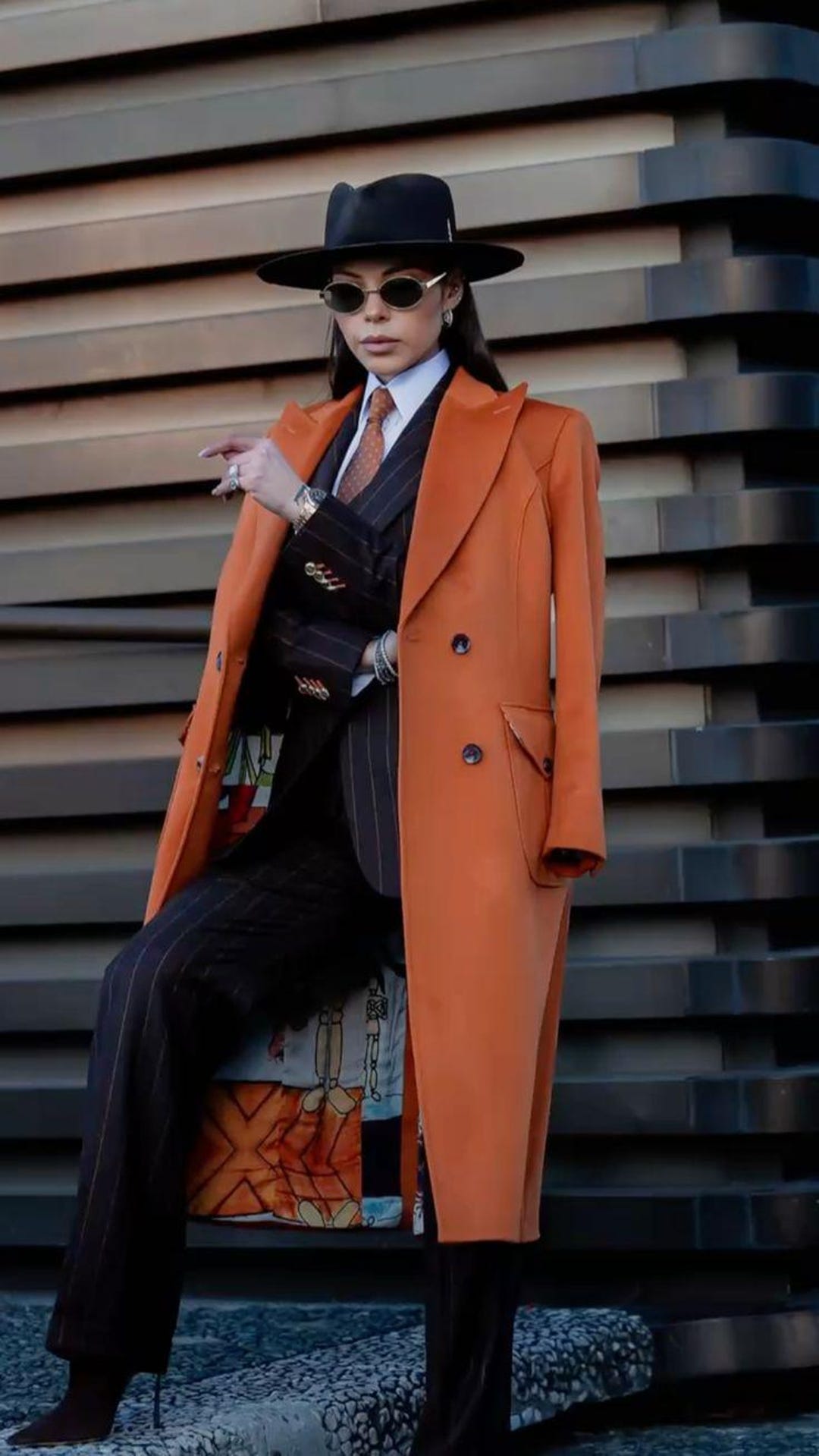 Handmade Orange Wool Trench Coat: Women's Winter Business Overcoat ...