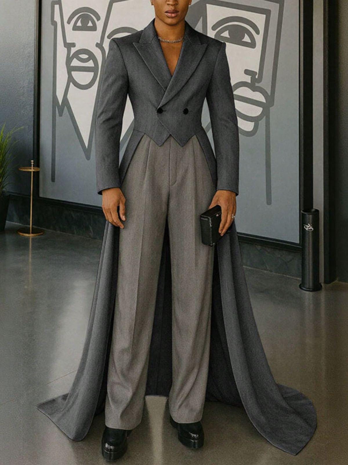 Gray Double Breasted Train Suit - Slim Fit Bespoke Wedding & Business ...