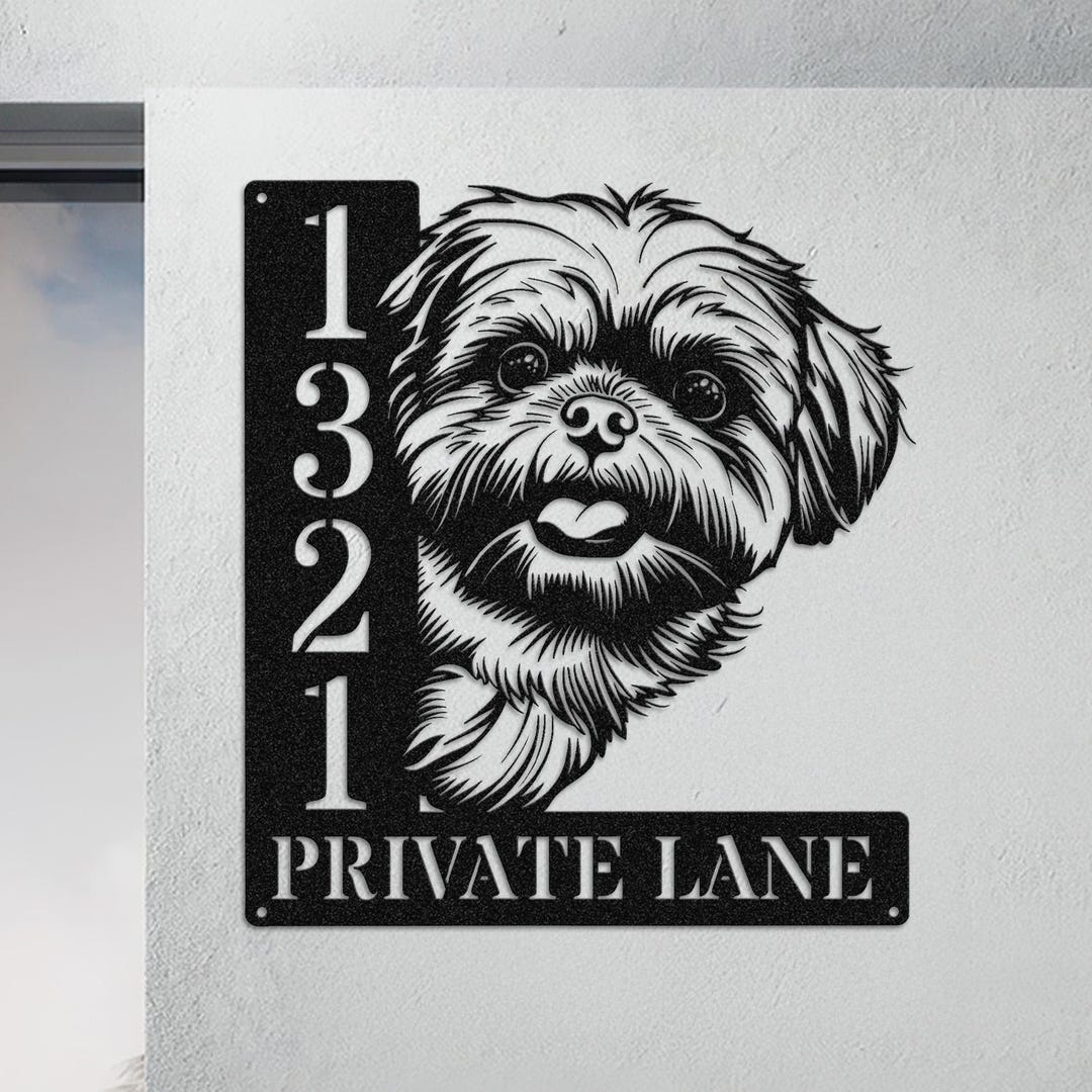 Personalized Shih Tzu Address Sign, Custom Dog House Number Plaque ...