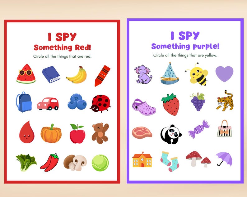 I Spy Colors Printable Game for Toddlers: Montessori Color Matching (A4 ...