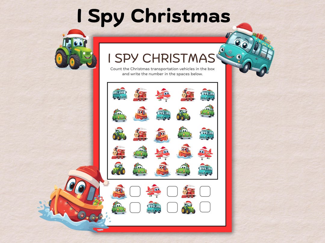 I Spy Winter Games Printables , Construction Car Truck Christmas Design ...