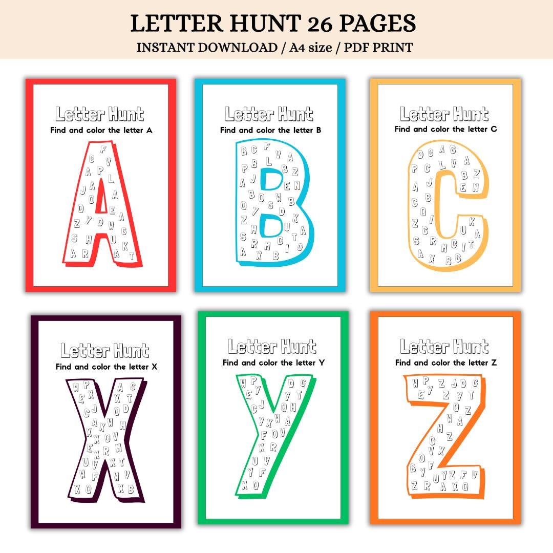 Letter Hunt ,alphabet ABC Flashcads , Montessori Educational Toddler ...