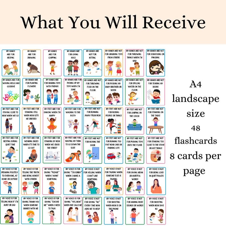 Toddler Behavior Flashcards: Good Choices, Mindfulness (digital ...