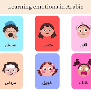 Arabic Emotions Flashcards: Kids' Learning Printable - Etsy