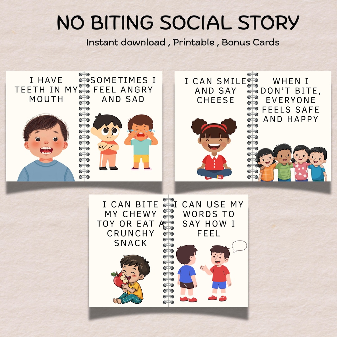 No Biting Social Story , Toddler Behavior Cards , Self Regulation ...