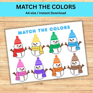 Color Matching Activity , Winter Busy Book Page, Toddler Printable ...