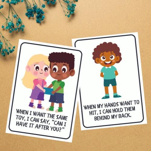 Montessori Behavior Flashcards, Autism-friendly Social Skills , Good ...