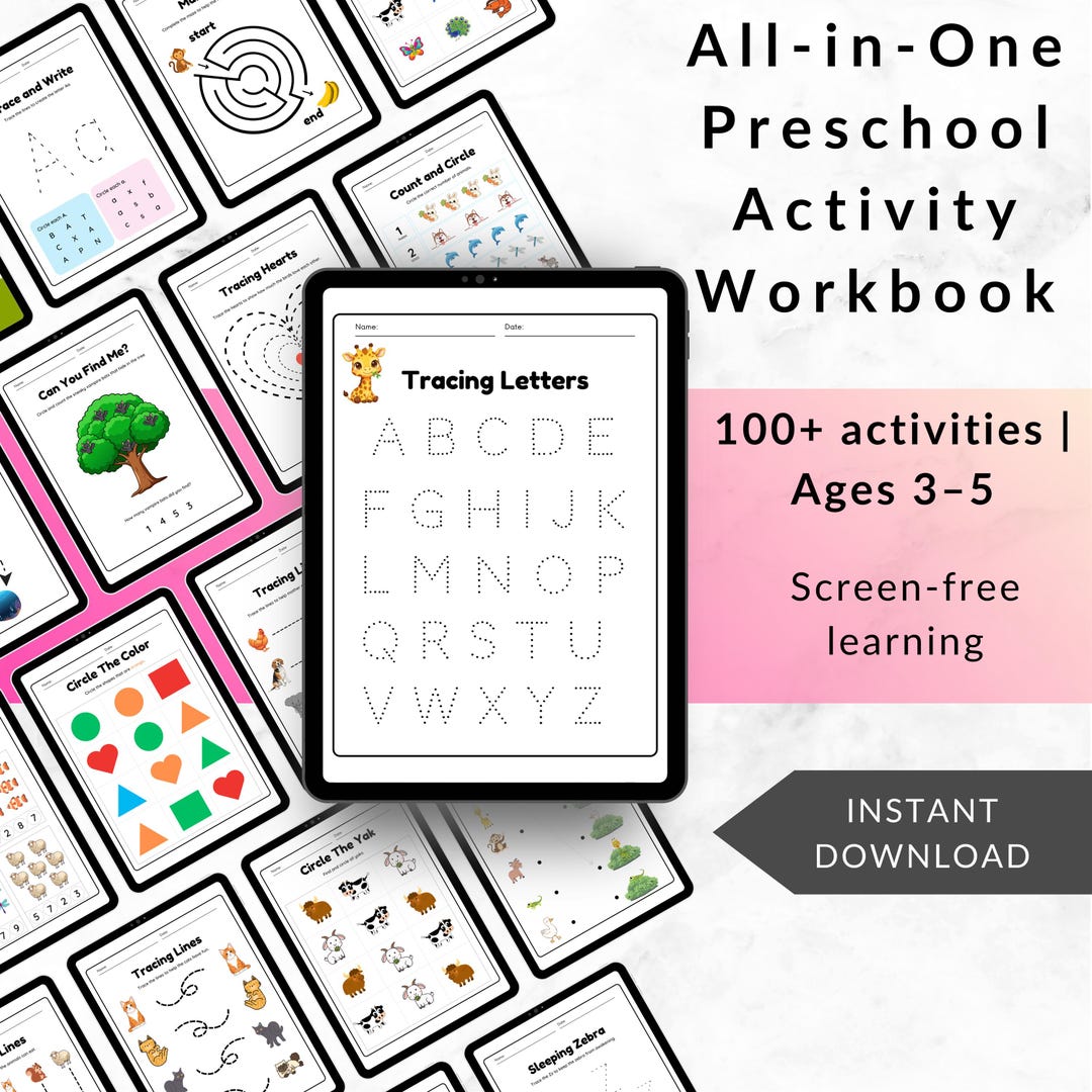 Preschool Pre-k + Kindergarten Learning Bundle for Ages 3-5 ,printable ...