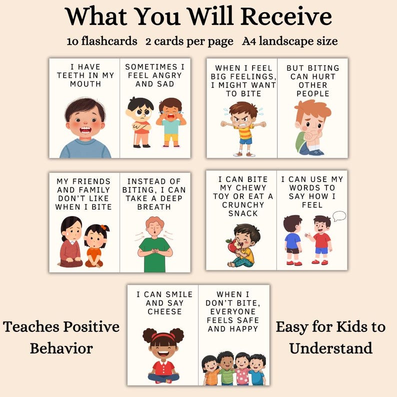 No Biting Social Story , Toddler Behavior Cards , Self Regulation ...