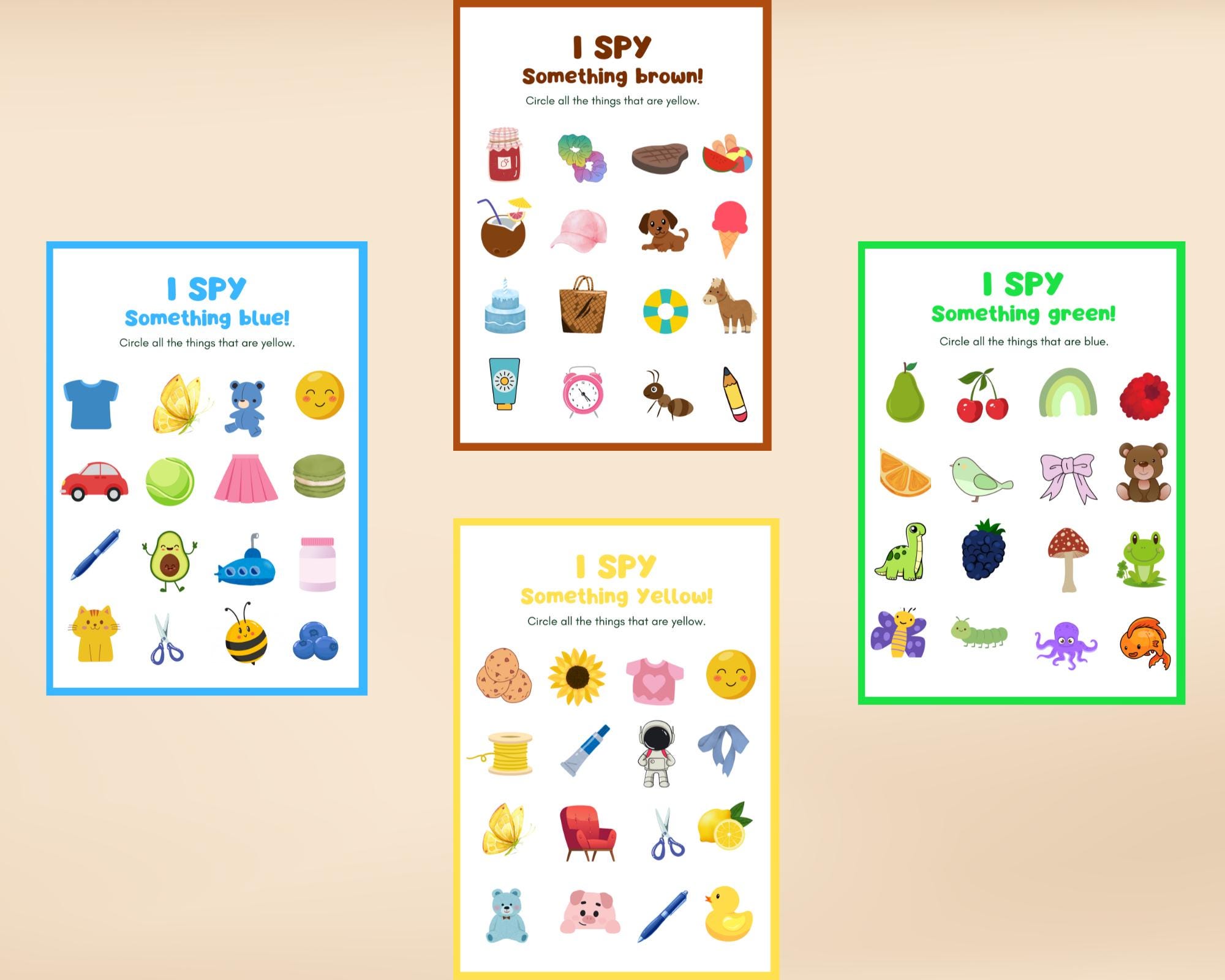 I Spy Colors Printable Game for Toddlers: Montessori Color Matching (A4 ...