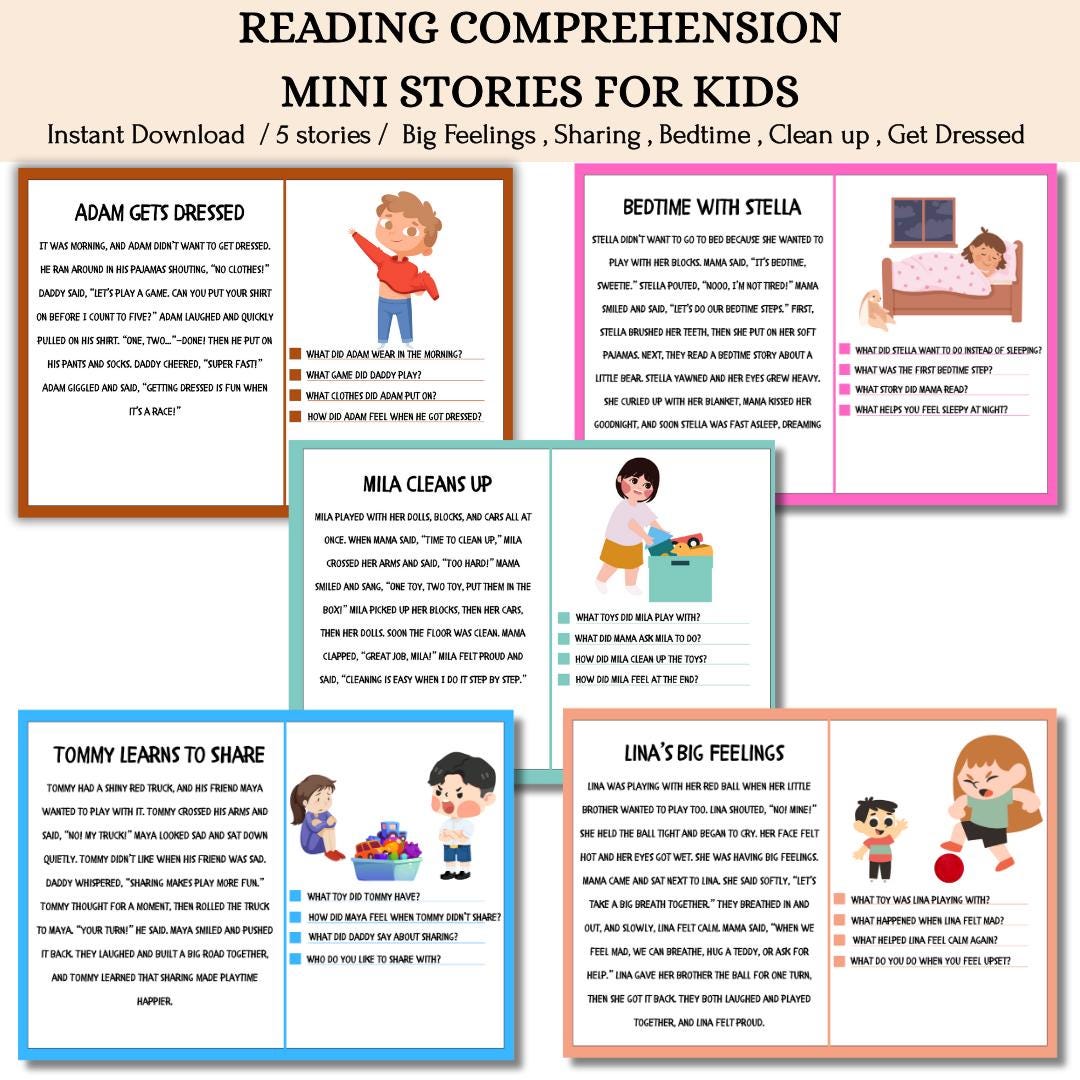 Reading Comprehension Worksheets: Social Stories for Toddlers (PDF ...