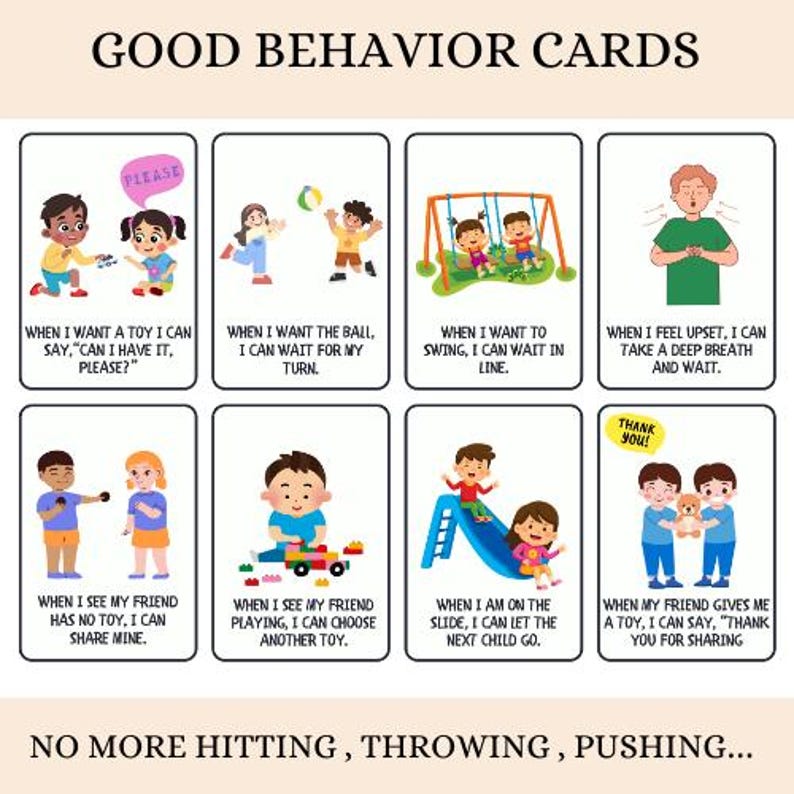 Montessori Behavior Flashcards, Autism-friendly Social Skills , Good ...