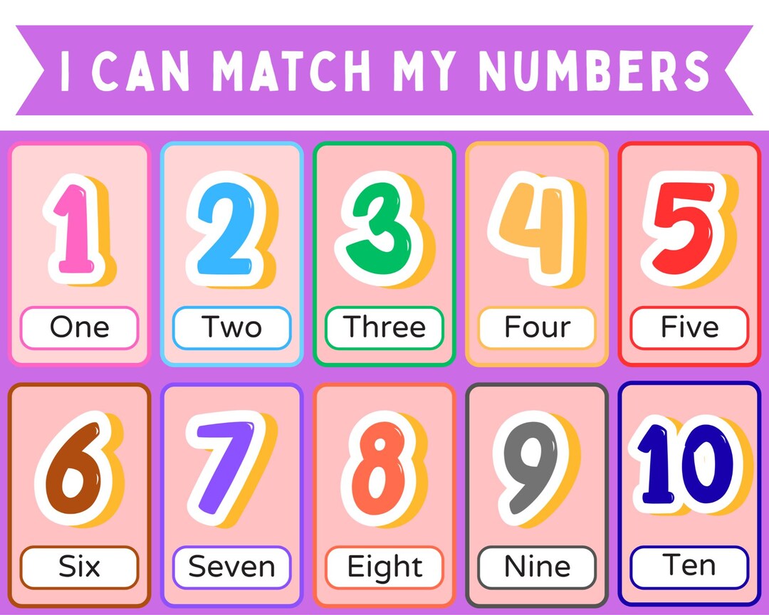 Number Matching Flashcards for Kids , I Can Match the Numbers ...