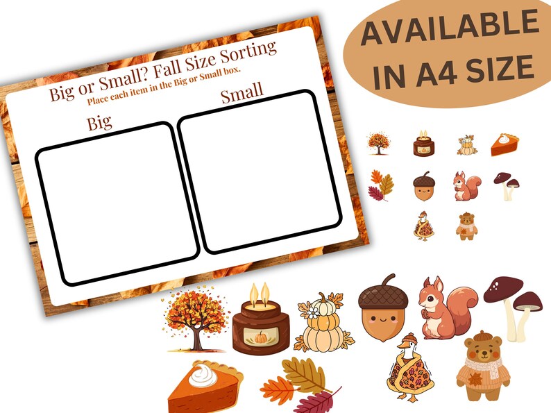 Fall Activities Printable for Toddlers | Big Vs Small Sorting Game ...