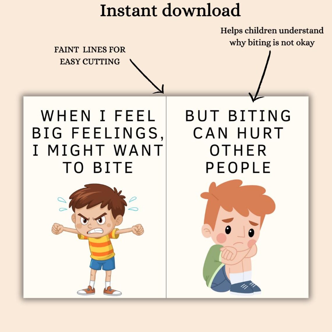 No Biting Social Story , Toddler Behavior Cards , Self Regulation ...