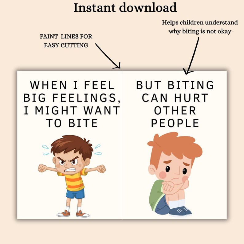 No Biting Social Story , Toddler Behavior Cards , Self Regulation ...