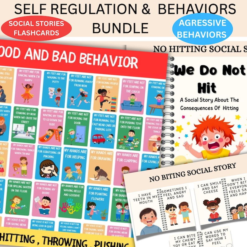 Toddler Behavior Flashcards , No Biting , No Hitting Social Story ...