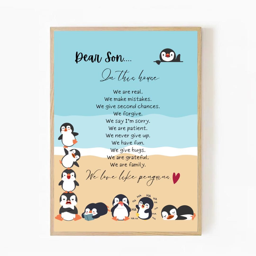 Personalized Penguin Family Rules Print: Custom Nursery Decor (digital ...